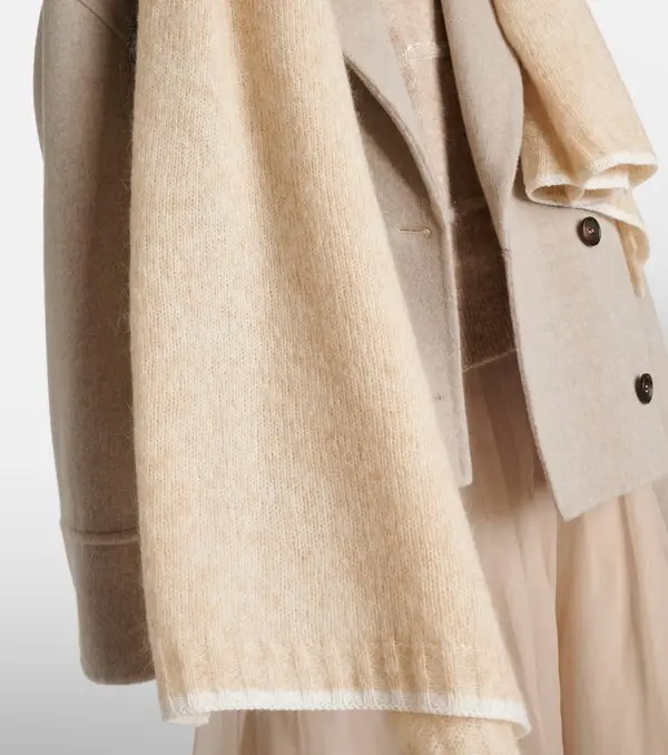 Brunello Cucinelli Cable-knit Mohair Scarf - Beige