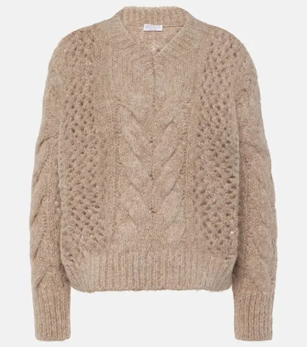 Brunello Cucinelli Cable-knit Cotton-blend Sweater