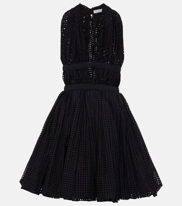 Alaïa Deesse Cotton-blend Minidress - Black