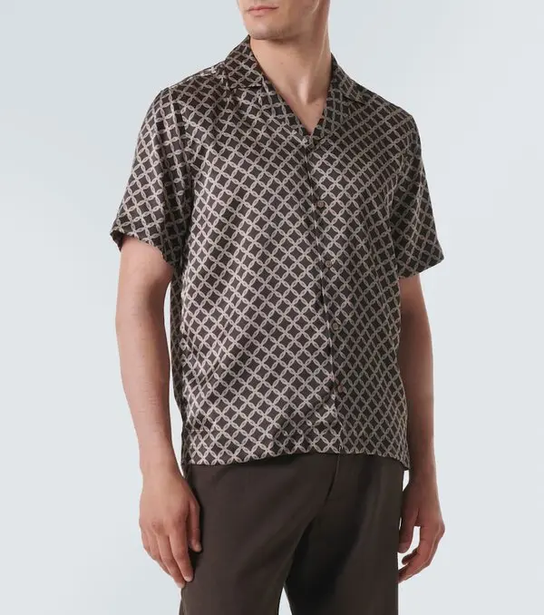 Frescobol Carioca Roberto Printed Silk Bowling Shirt