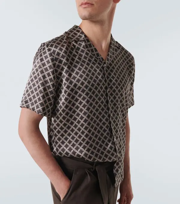 Frescobol Carioca Roberto Printed Silk Bowling Shirt