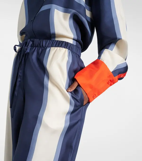 SIR. Dazed Printed Silk Palazzo Pants
