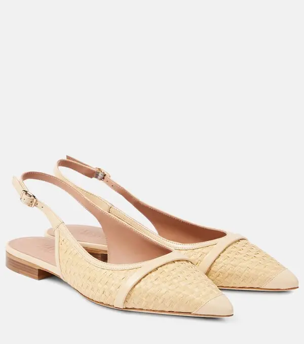 MALONE SOULIERS Jama Raffia Slingback Ballet Flats