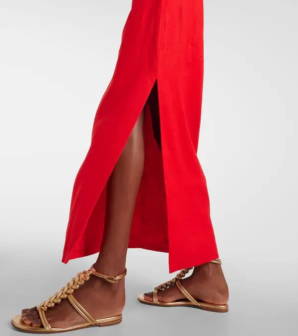 SIR. Primrose Ruched Linen Maxi Dress