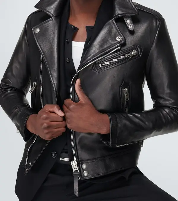 Tom Ford Leather Biker Jacket Black Editorialist