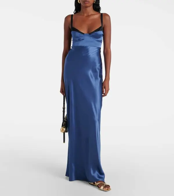 cheap navy maxi dress Lyra Elegant Backless Navy Maxi Dress L