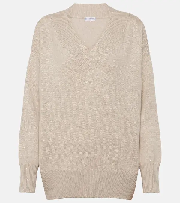 Brunello Cucinelli Embellished Cashmere And Silk Sweater