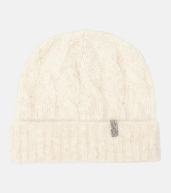 Brunello Cucinelli Cable-knit Mohair Beanie - Beige