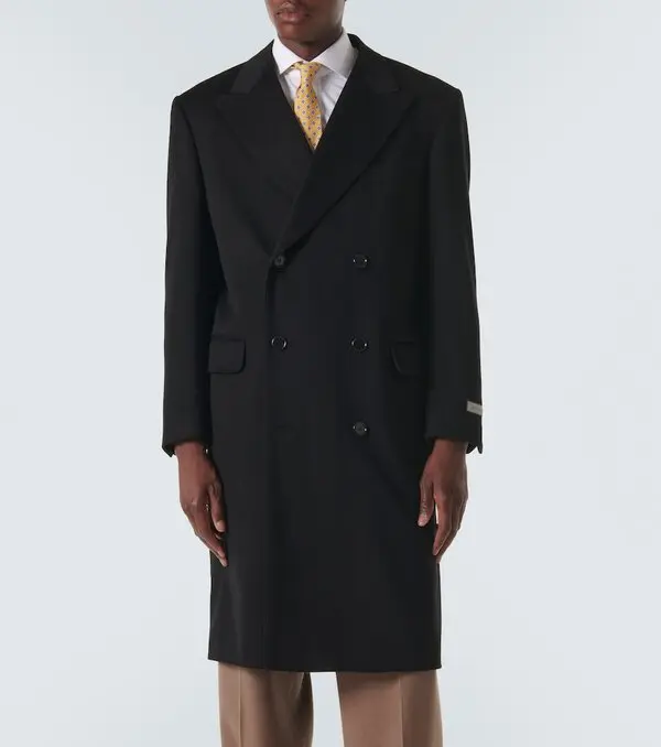 Canali Wool And Cashmere Overcoat - Black