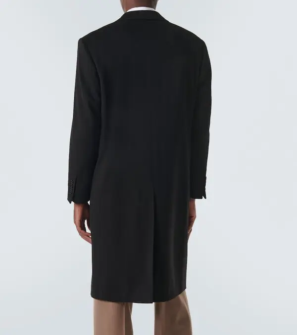 Canali Wool And Cashmere Overcoat - Black