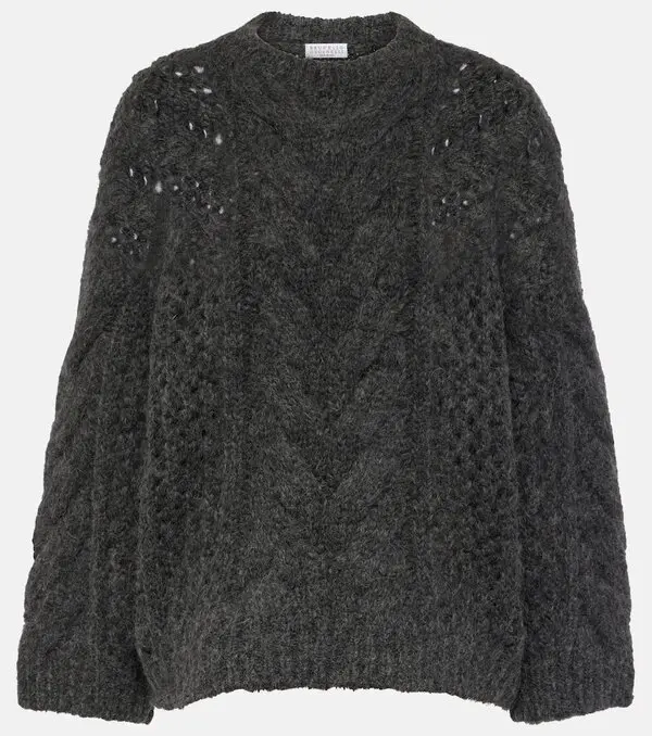 Brunello Cucinelli Cable-knit Alpaca-blend Sweater - Grey