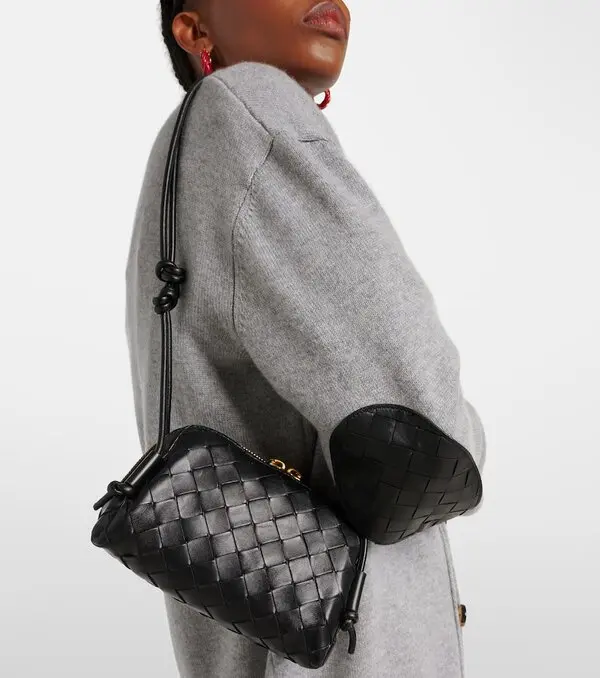 Bottega Veneta Concert Mini Intrecciato Leather Pouch - Black