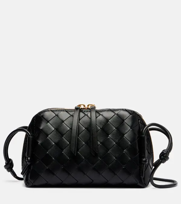 Bottega Veneta Concert Mini Intrecciato Leather Pouch - Black