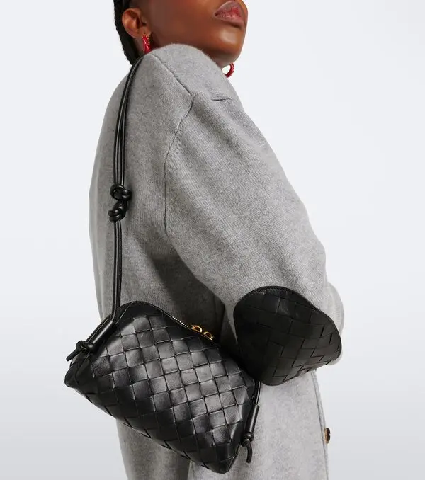 Bottega Veneta Concert Mini Intrecciato Leather Pouch - Black