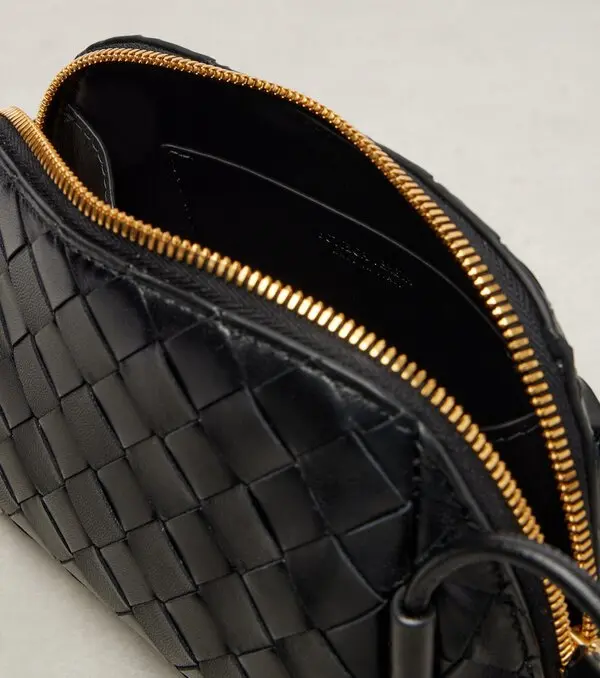 Bottega Veneta Concert Mini Intrecciato Leather Pouch - Black