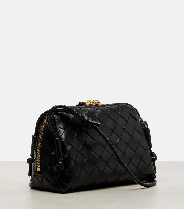 Bottega Veneta Concert Mini Intrecciato Leather Pouch - Black
