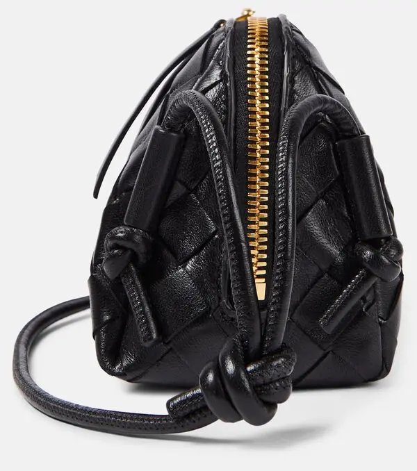 Bottega Veneta Concert Mini Intrecciato Leather Pouch - Black
