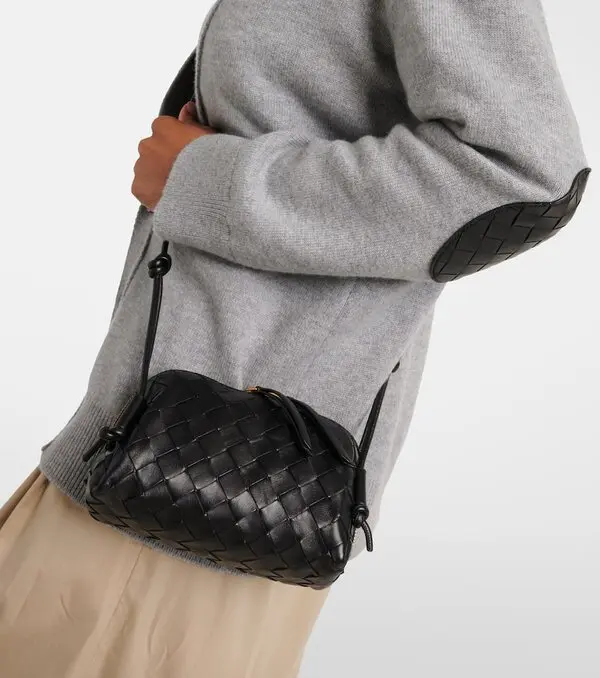 Bottega Veneta Concert Mini Intrecciato Leather Pouch - Black