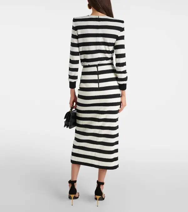 Balmain Striped Midi Skirt