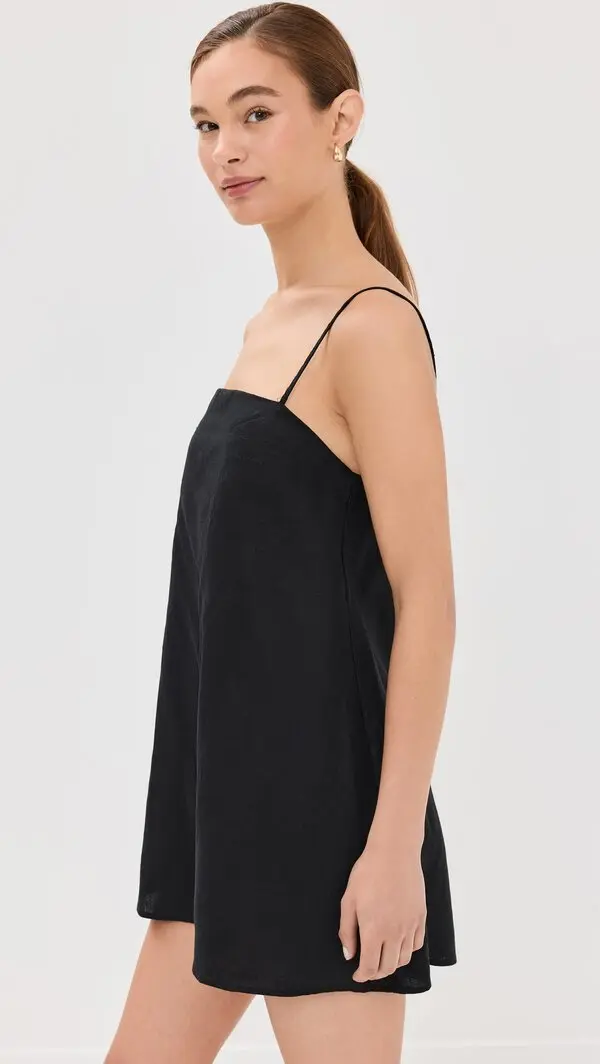 Reformation Aubree Linen Dress - Black | Editorialist