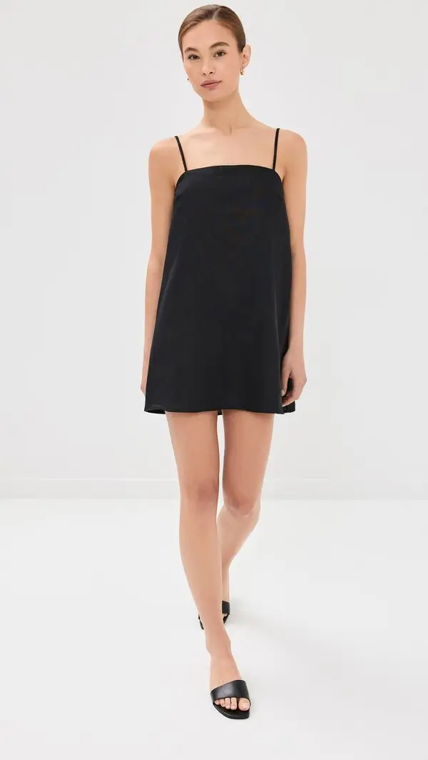 Reformation Aubree Linen Dress - Black | Editorialist