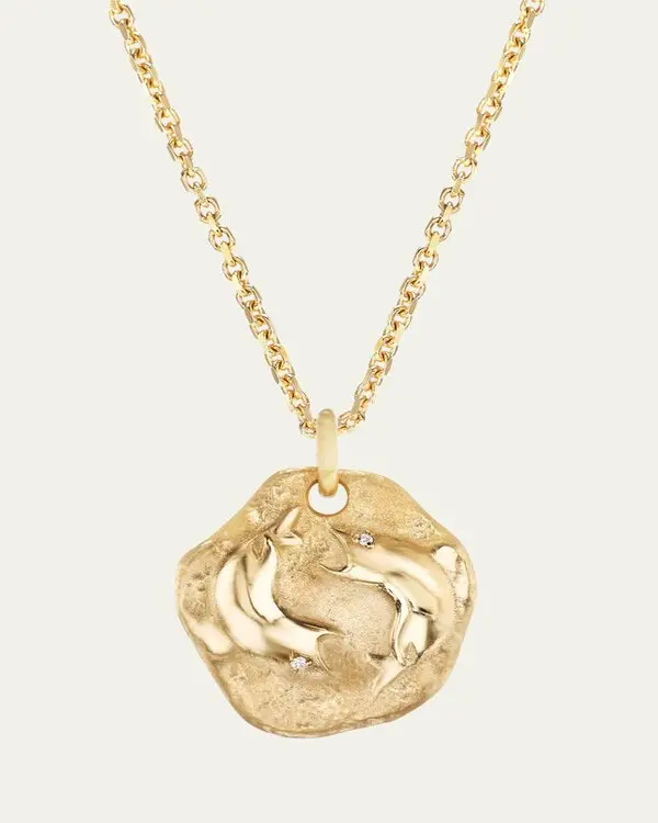 AARYAH 18k Yellow Gold Mini Diamond Zodiac Pendant Necklace - Pisces