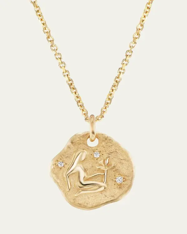AARYAH 18k Yellow Gold Mini Diamond Zodiac Pendant Necklace - Virgo