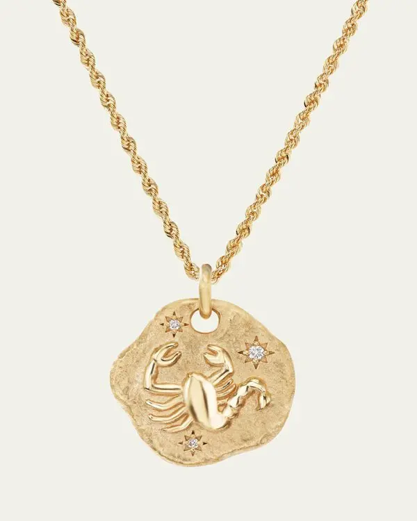AARYAH 18k Yellow Gold Diamond Zodiac Medallion Pendant Necklace - Scorpio