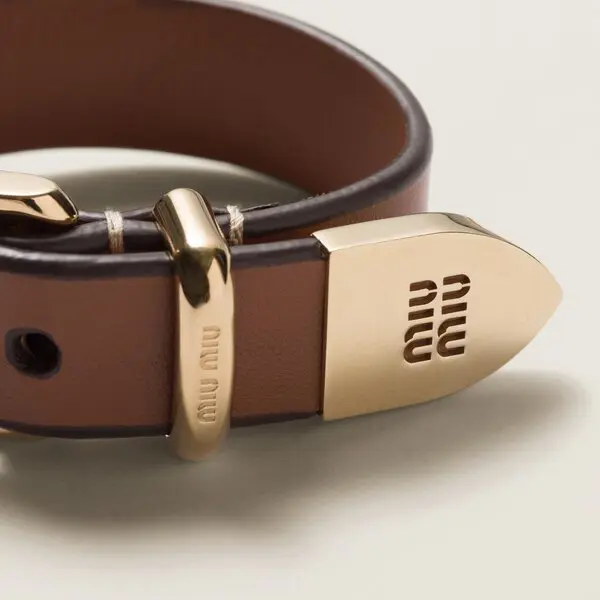 Miu Miu Leather Bracelet - Cognac | Editorialist