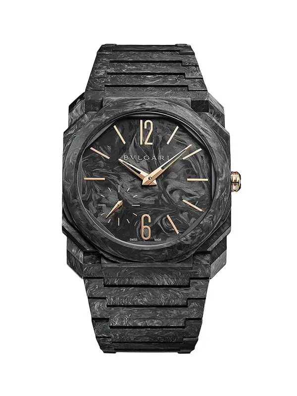 BVLGARI Octo Finissimo Carbon & 18k Rose Gold Bracelet Watch/40mm - Black