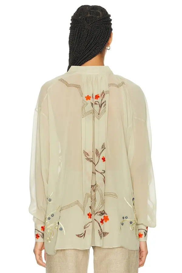 BODE Embroidered Flower Study Shirt