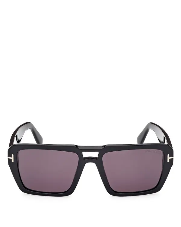 TOM FORD Flat Top Square Sunglasses, 56mm - Black/gray Solid
