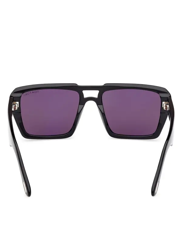 TOM FORD Flat Top Square Sunglasses, 56mm - Black/gray Solid