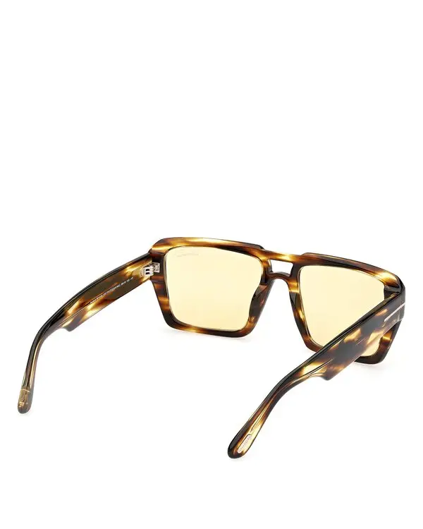 TOM FORD Flat Top Square Sunglasses - Havana/yellow Solid
