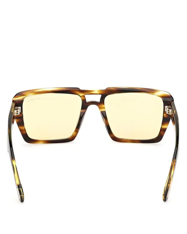 TOM FORD Flat Top Square Sunglasses - Havana/yellow Solid