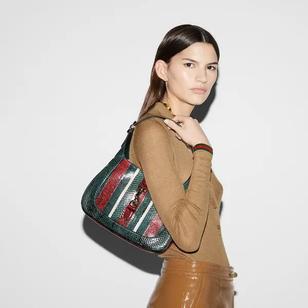 GUCCI ジャッキー ミディアムショルダーバッグ ホーボーパイソングリーン Gucci Jackie Python Shoulder Bag - Green | Editorialist