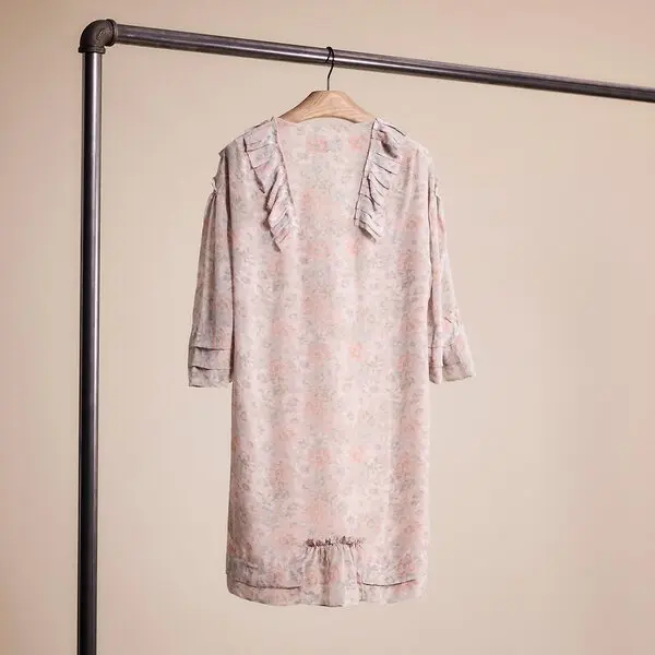 Coach Glam Rock Prairie Dress With Ruffles - Cream/Green | Editorialist