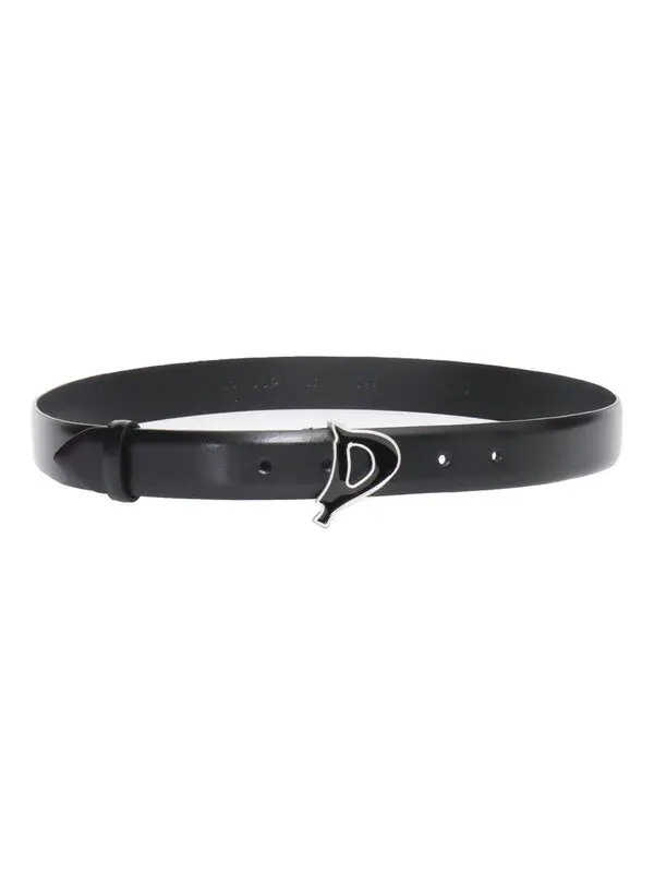 DONDUP Leather Belt With Logo - Black