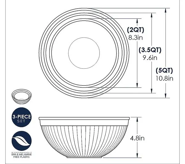 NORDICWARE White 3 Pc. Prep & Serve Mixing Bow L Set