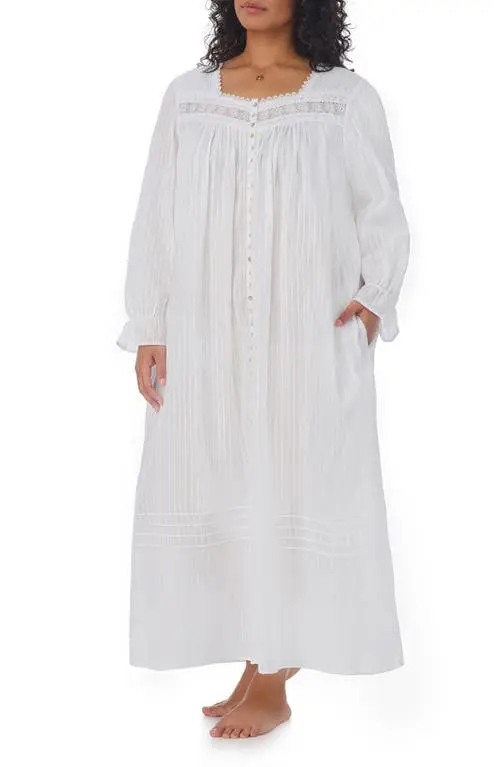 Eileen West Long Sleeve Cotton Ballet Nightgown - White