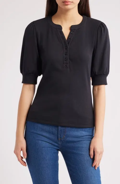 Rails Jewel Puff Sleeve Top - Black