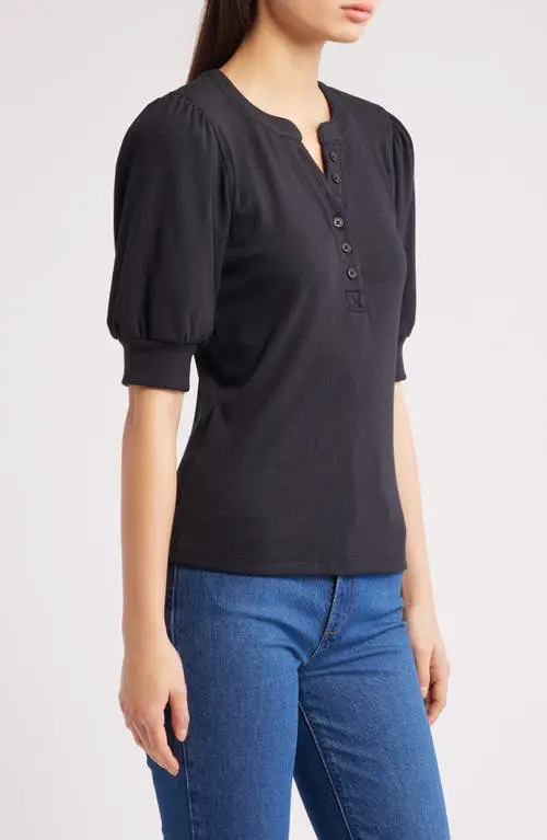 Rails Jewel Puff Sleeve Top - Black