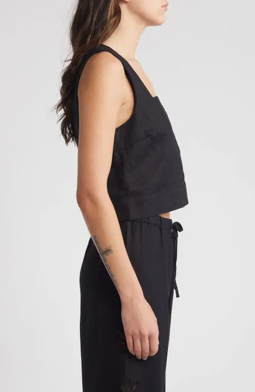 Rails Akira Linen Crop Tank Top - Black