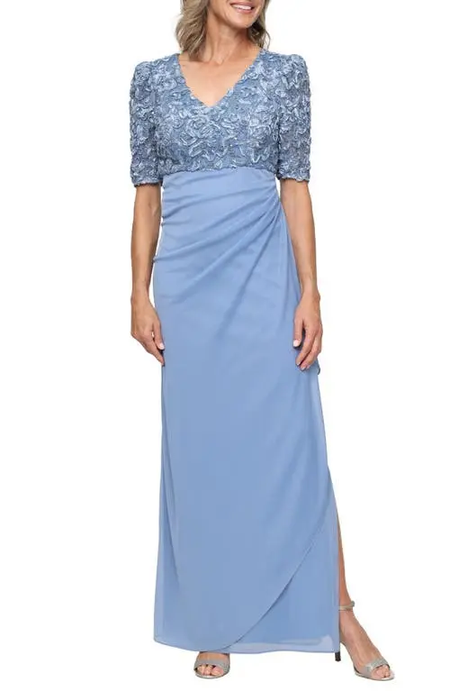 Alex Evenings Embellished Empire Waist Gown - Sky Blue