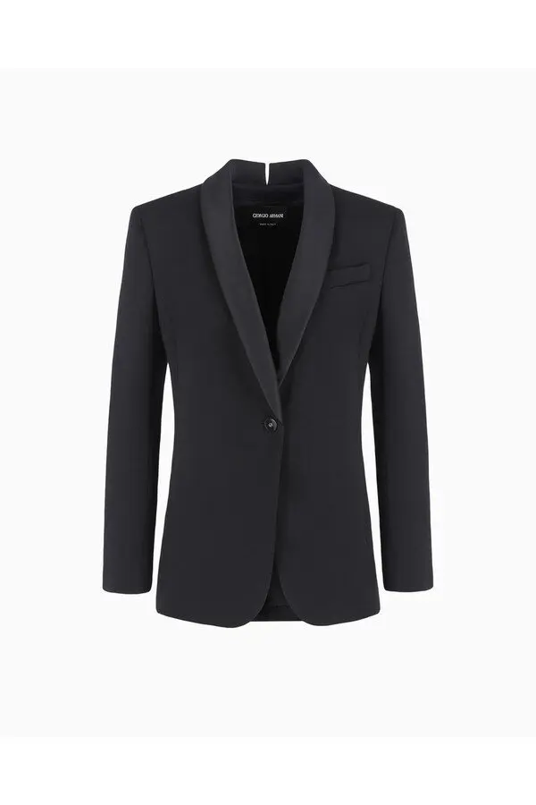 Giorgio Armani Single-breasted Virgin Wool Jacket - Black
