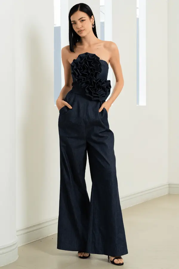 Yumi Kim Ibiza Floral Denim Jumpsuit - Blue