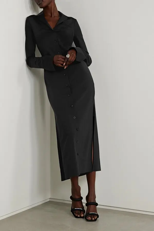 Alexander Wang Stretch-Jersey Midi Shirt Dress In Black - 65% Off |  Editorialist