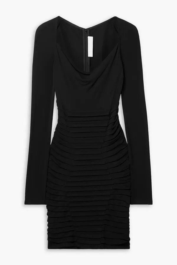 DION LEE Pintucked Stretch-jersey Mini Dress