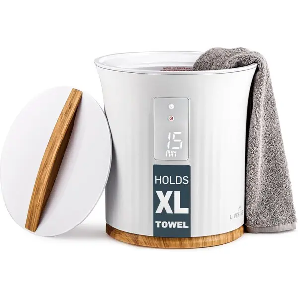 LIVEFINE Towel Warmer Bucket Style Heater W/led Display 40" X 70" Towel - White