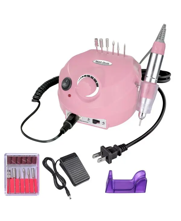 BYOOTIQUE 30000rpm Pro Electric Nail Drill File Buffer 6 Bits Manicure Pedicure Kit - Pink
